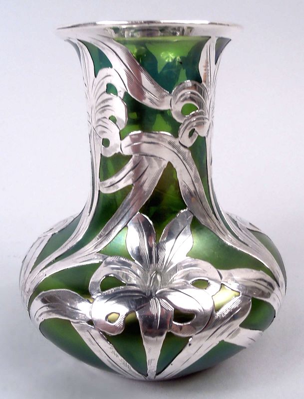 Silver Overlay Vase | Sterling Silver Overlay Vase